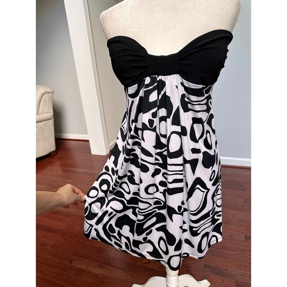 Rue21 | Dresses | Vintage Rue 2 Black White Strapless Unique Pattern ...
